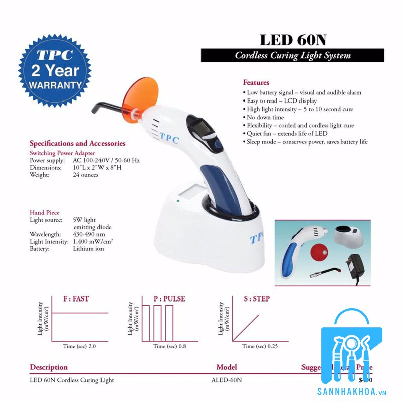 Mua Đèn Led Trám Răng Thẩm Mỹ Không Dây Led 60N Cordless Curing Light Tpc ️ VAT đầy đủ