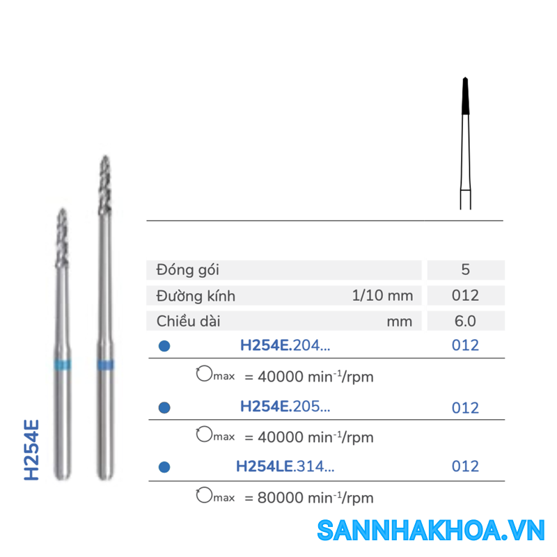 Mua Mũi Cắt Xương Và Mô Răng H254e Komet ️ VAT đầy đủ